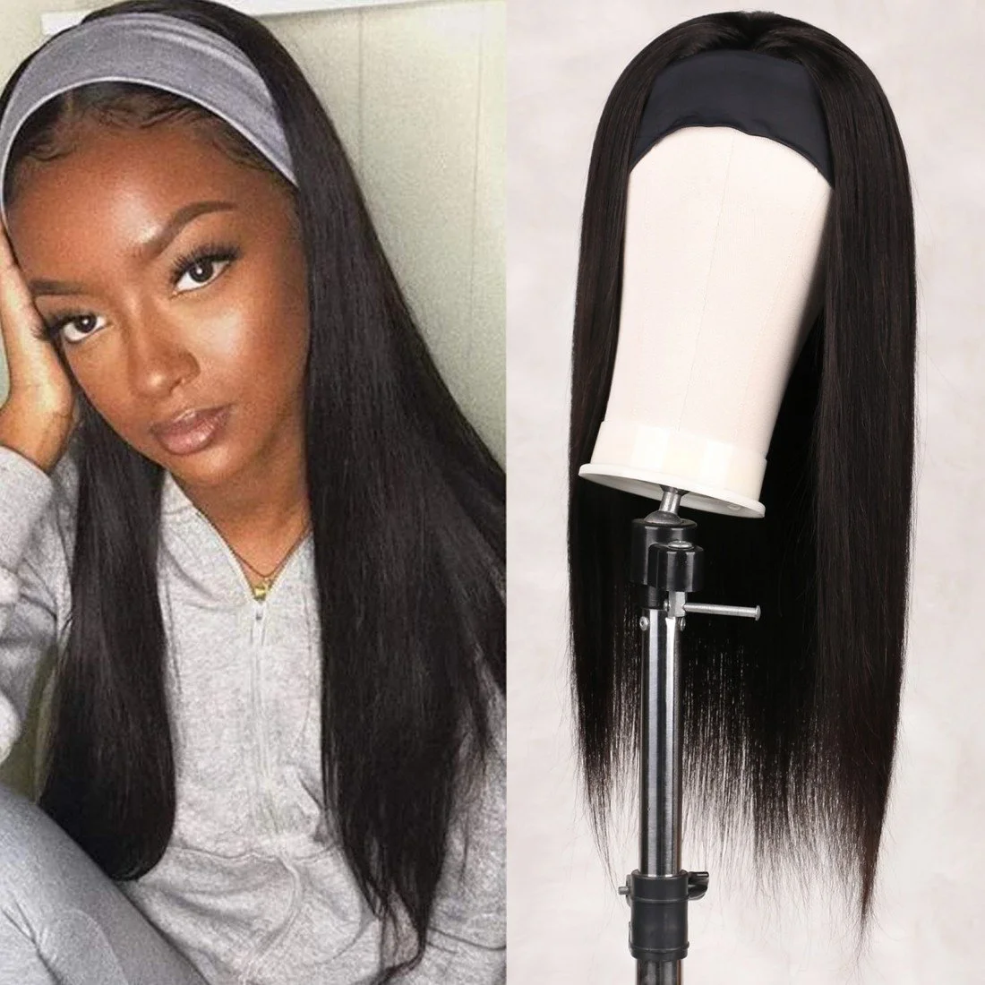 Epic Headband Wigs for Black Women Human Hair Straight - Creams